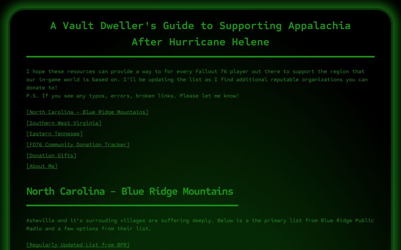 A Vault Dweller's Guide to Supporting Appalachia